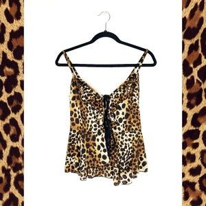 Cheeky | Tops | New Sexy Leopard Print Lace Front Spaghetti Strap ...